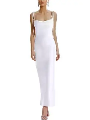 FRAMBOISE Jodie Sleeveless Silk Maxi Dress - White
