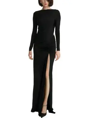 2310 STUDIO Draped Split Maxi Dress - Black