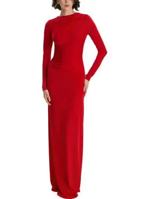 2310 STUDIO Long-sleeves Open-back Maxi Dress - Red