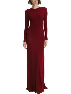 2310 STUDIO Long-sleeved Open-back Maxi Dress - Red
