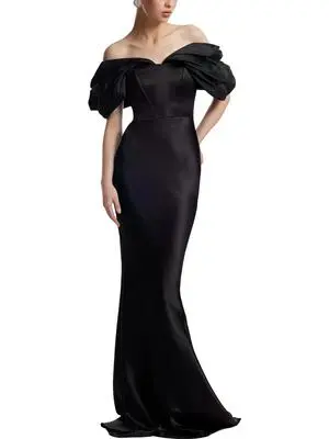 FRAMBOISE Kamari Strapless Silk Maxi Dress - Black