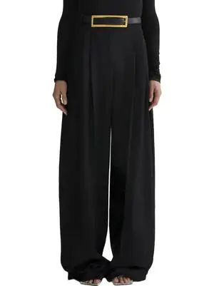 MUGLER High-waisted Wide-leg Trousers - Black