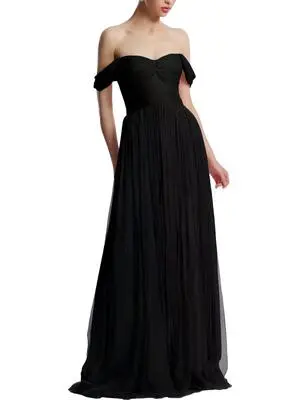 FRAMBOISE Roselyn Off-the-shoulder Maxi Dress - Black
