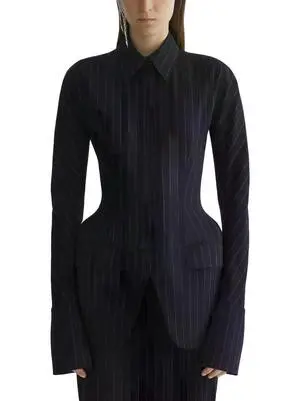 MUGLER Pinstripe Tailored Jacket - Black