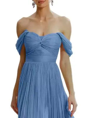 FRAMBOISE Kaly Off-the-shoulder Silk Dress - Blue