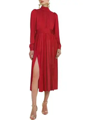 FRAMBOISE Otello Long-sleeve Midi Dress - Red