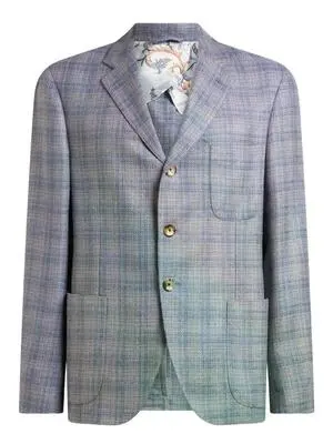 Etro Checked Single-breasted Blazer - Blue