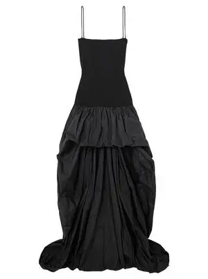 Stella McCartney Asymmetric Gathered Taffeta And Crepe-jersey Gown - Black