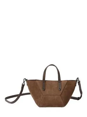 Brunello Cucinelli Mini Suede Bc Duo Bag - Bark