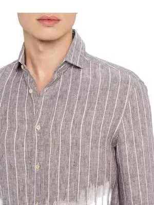 Brunello Cucinelli Apos;s Pinstripe Linen Button-down Shirt - Light