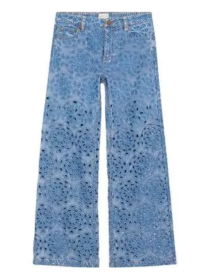 Alice + Olivia Weezy Laser-cut Wide-leg Jeans - Blue