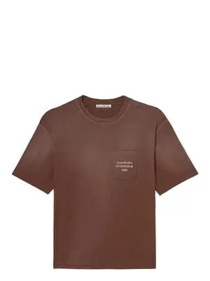 Acne Studios Exford U Oversized Logo-print Distressed Cotton-jersey T-shirt - Brown