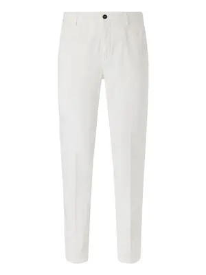 Eleventy Straight-leg Stretch-cotton And Silk-blend Trousers - White