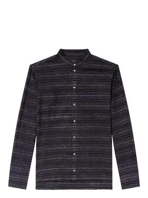 424 Hoorsenbuhs Embroidered Striped Cotton-blend Flannel Shirt - Black