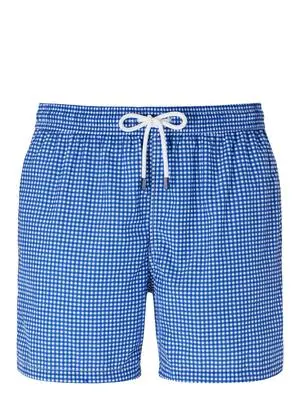 Fedeli Madeira Gingham Seersucker Swim Shorts Navy