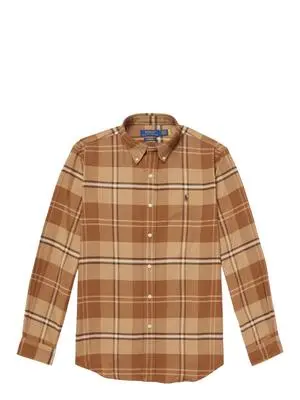 Polo Ralph Lauren Button-down Collar Logo-embroidered Checked Cotton-blend Twill Shirt - Brown
