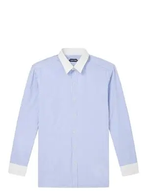 TOM FORD Striped Cotton-poplin Shirt - Blue