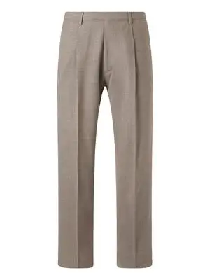 Boglioli Straight-leg Pleated Virgin Wool-hopsack Trousers - Neutrals