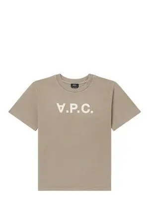 A.p.c. Standard Grand Vpc Logo-flocked Organic Cotton-jersey T-shirt - Neutrals
