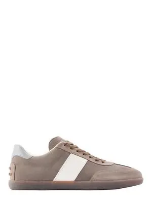 TOD'S Tabs Suede And Leather-trimmed Nubuck Sneakers - Brown