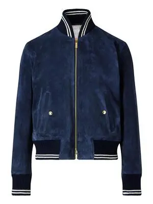 Thom Browne Suede Blouson Jacket - Blue
