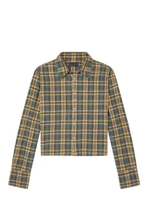 424 Hoorsenbuhs Checked Cotton-blend Flannel Shirt - Yellow