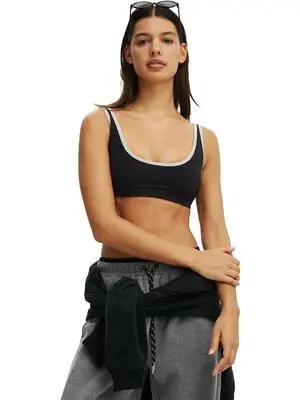 Cotton:on Active Ultra Soft Low Back Crop - Black Grey Marle