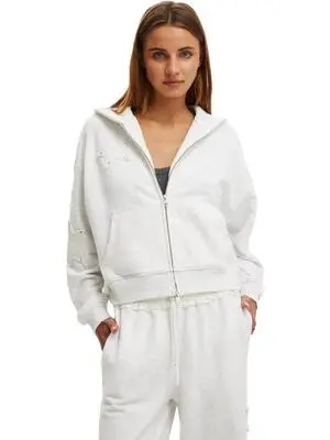 COTTON ON Oversized Zip-through Hoodie - Cloud Marle Stars