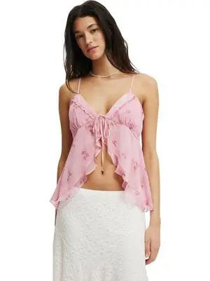 COTTON ON Cleo Asymmetric Cami - Luna Floral Ballerina Pink