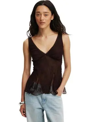 COTTON ON Elsie Babydoll Tank - Dark Oak
