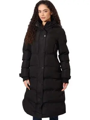 CANADA WEATHER GEAR Quilted Maxi Long Parka Jacket - Black