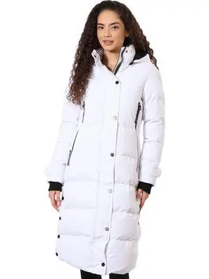 CANADA WEATHER GEAR Quilted Maxi Long Parka Jacket White