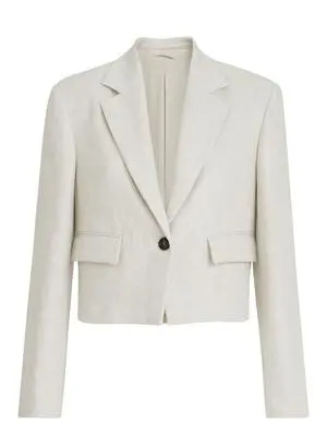 Brunello Cucinelli Chevron Cropped Blazer - Beige