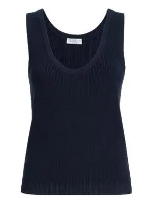 Brunello Cucinelli Cotton Ribbed Knit Top - Blue