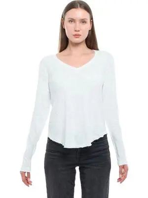WILT CLOTHING Long Sleeve V-neck Shirt - White