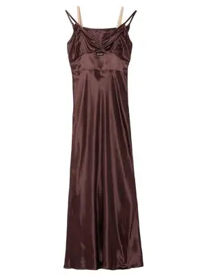 Miu Miu Long Satin Dress - Cocoa Brown