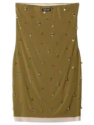 Miu Miu Embroidered Stretch Georgette Mini-dress - Grass Green
