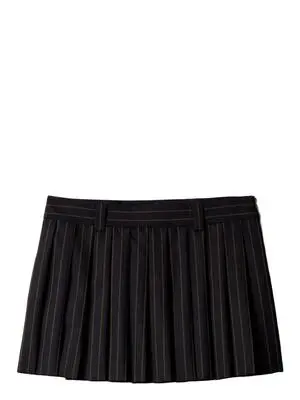 Miu Miu Pinstriped Pleated Miniskirt - Navy