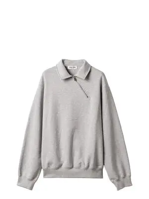 Miu Miu Zippered Cotton Fleece Jacket - Grey