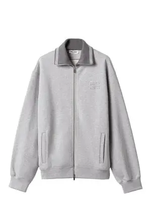 Miu Miu Zippered Cotton Fleece Jacket - Grey