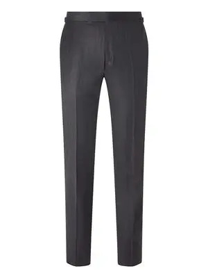 TOM FORD Straight-leg Herringbone Wool And Silk-blend Suit Trousers - Gray