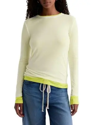 Ag Eleni Crewneck Knit Top - Powder/chartreuse