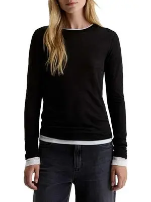 Ag Eleni Crewneck Knit Top - Super Black/powder