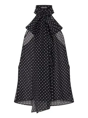 TOM FORD Polka-dot Silk-georgette Top With Pussy-bow - Black