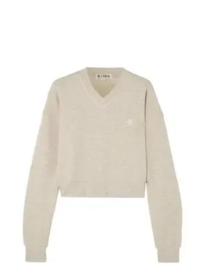 Eterne Embroidered Cotton-blend Terry Sweatshirt - Neutrals