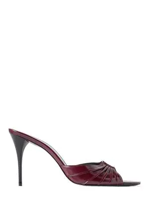 Saint Laurent SAINT LAURENT Babylone Embellished Patent-Leather Mules Burgundy