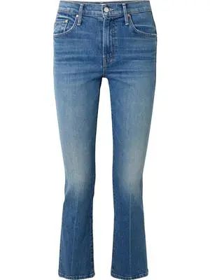 MOTHER The Insider Cropped Bootcut Jeans - Blue