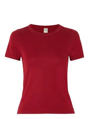 FLORE FLORE Car Ribbed Organic Cotton-jersey T-shirt - Burgundy