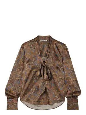 Veronica Beard Francine Paisley-print Silk-blend Blouse - Brown