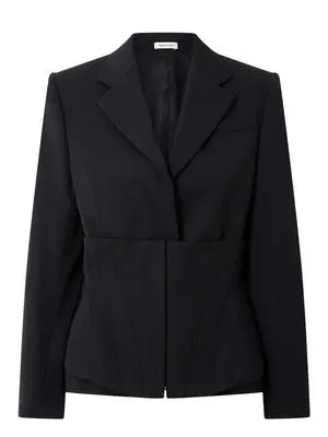 Alexander McQueen Layered Grain De Poudre Wool Blazer - Black